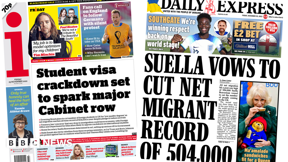 Newspaper headlines: 'Student visa crackdown' and record migrant levels ...