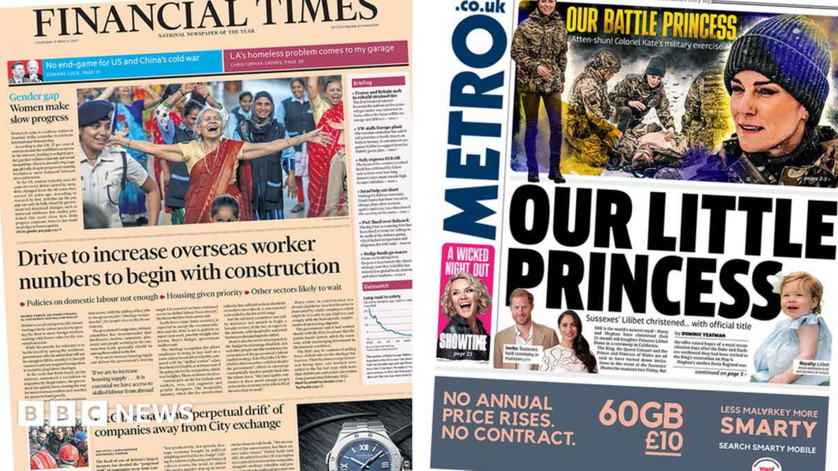 Newspaper headlines: Foreign workers drive and Lilibet becomes princess ...