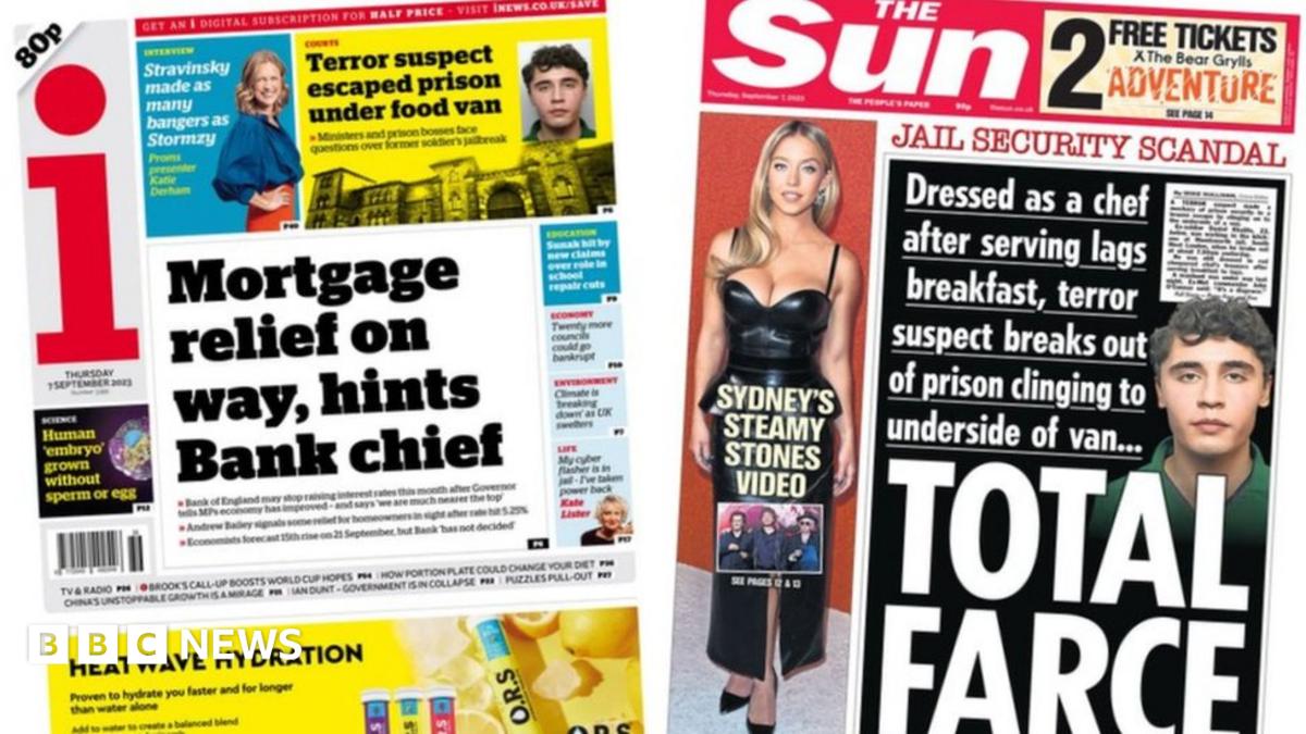 Newspaper headlines: 'Terror suspect escapes' and 'hottest season ...