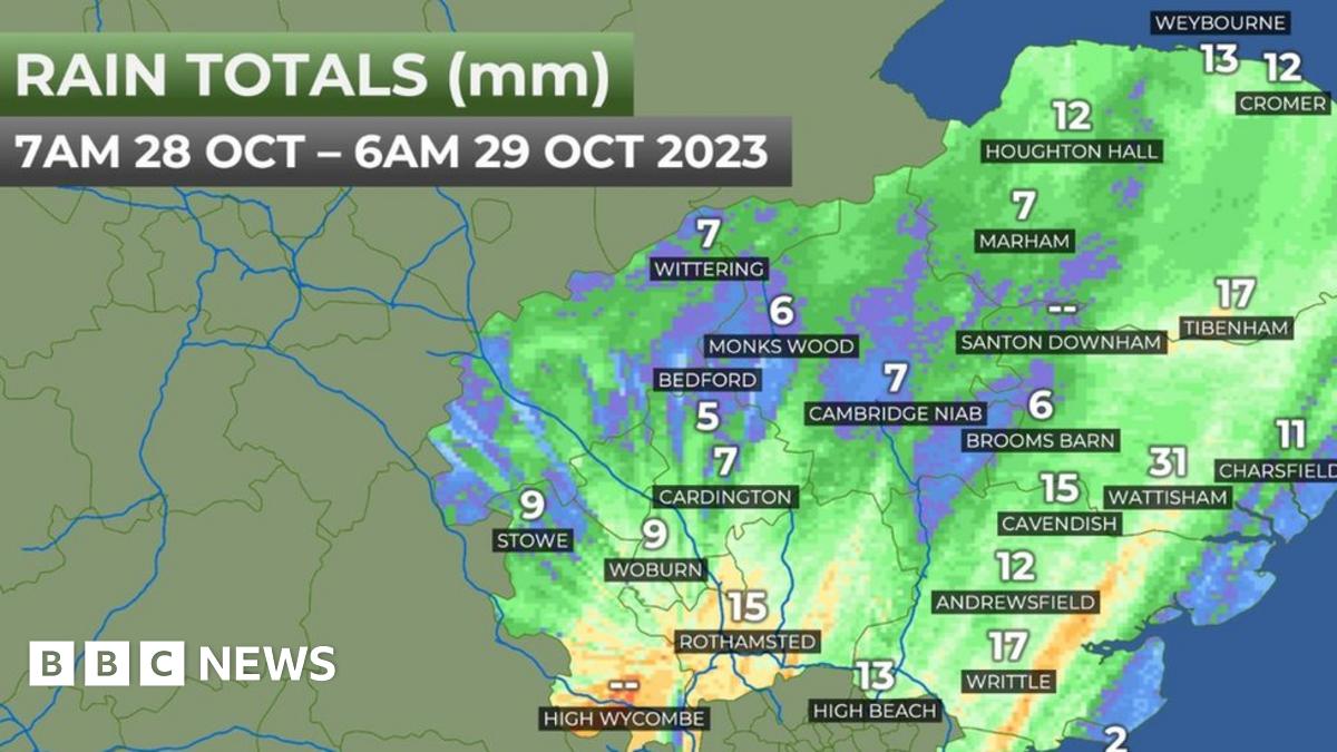 Suffolk village dubbed 'Wettisham' after rain record broken - BBC News