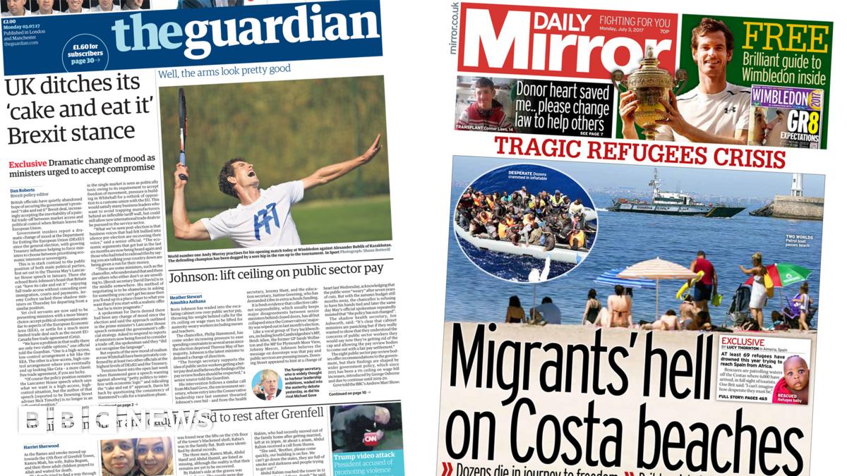 Newspaper headlines: UK 'ditches cake-and-eat-it Brexit stance' - BBC News
