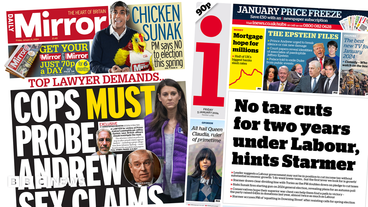 Newspaper headlines: Prince Andrew claims and 'no Labour tax cuts ...
