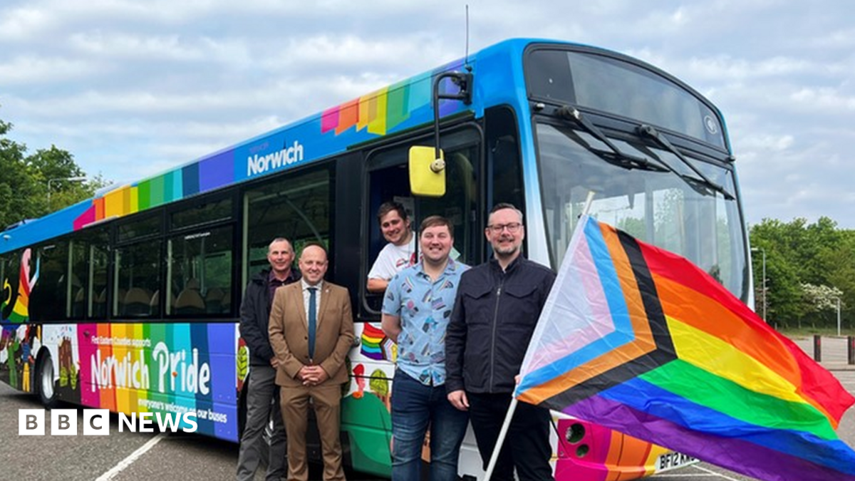 Norwich Pride: Newly designed bus unveiled for Pride event - BBC News