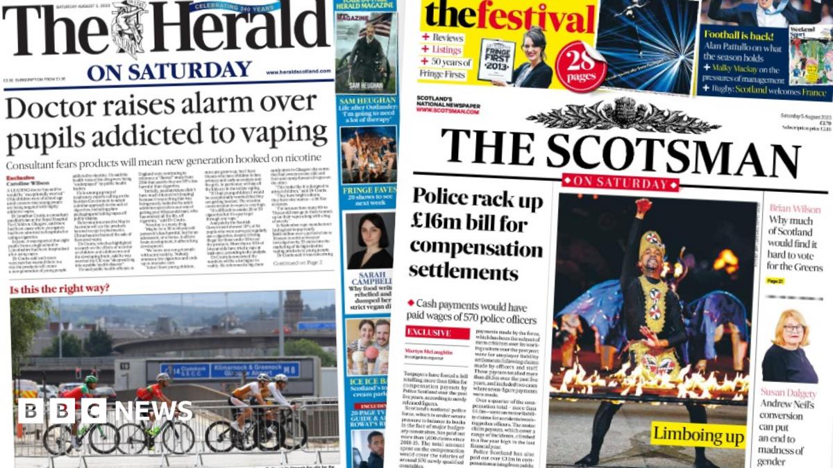 Scotland's papers: Child vape addiction fears and £16m police payouts ...