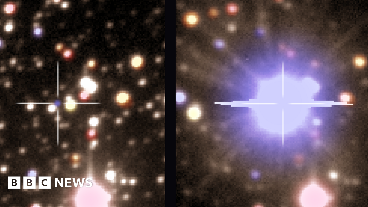 Star snapped before and after nova explosion - BBC News