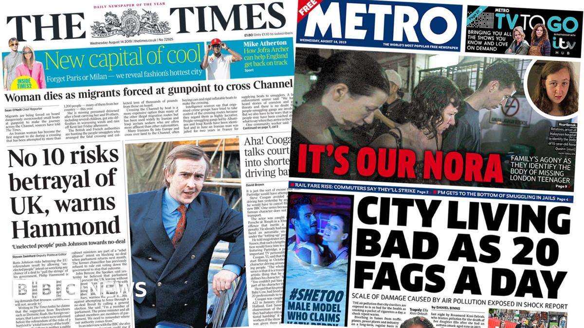 Paper headlines: No 10 'risks betrayal' and commuters 'priced out ...