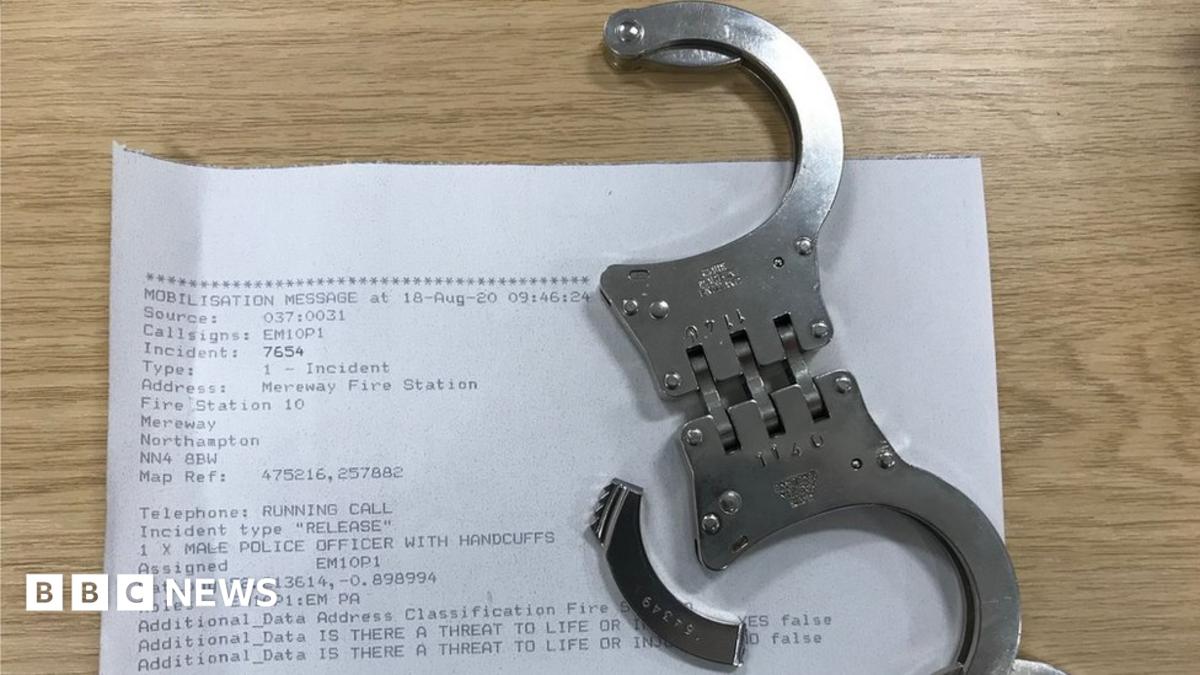 Northamptonshire Police officer gets stuck in handcuffs in training ...