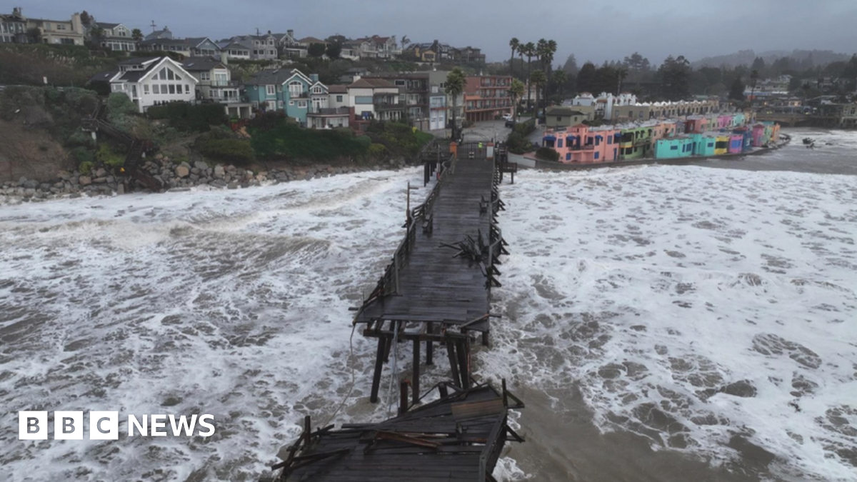 Widespread damage to California coast in wake of major storms - BBC News