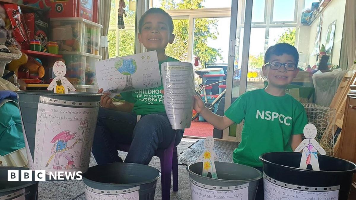 Solihull boys bring buckets of cash joy in NSPCC appeal - BBC News