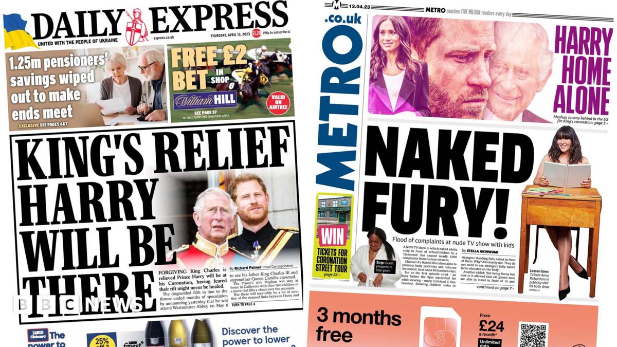 Newspaper headlines: 'King's relief' Harry will attend coronation - BBC ...