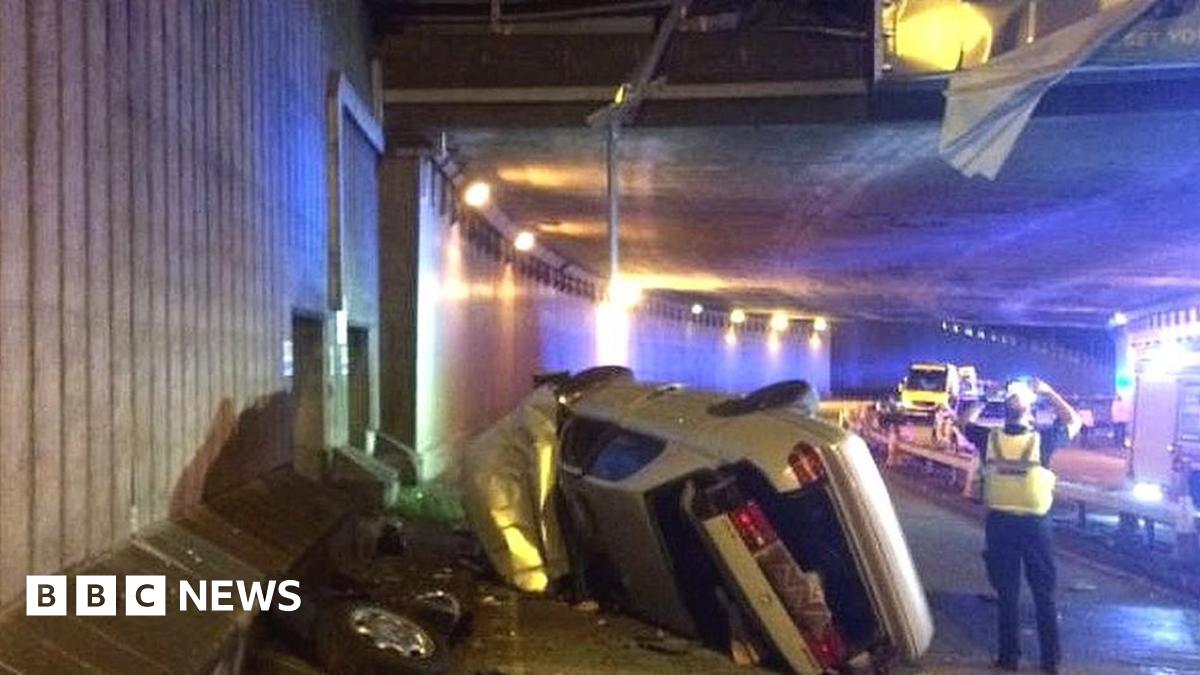 Hagley Road crash: Lucky escape as car goes off flyover - BBC News