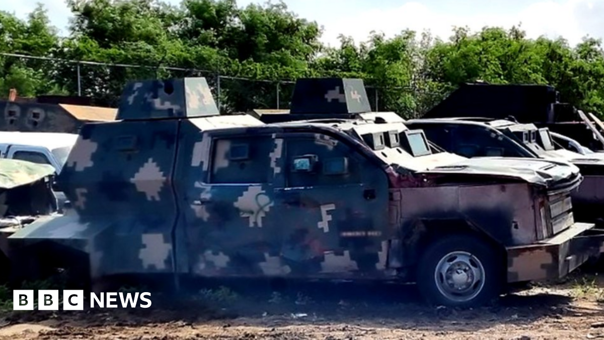 Seized Mexican cartel 'monster trucks' destroyed - BBC News