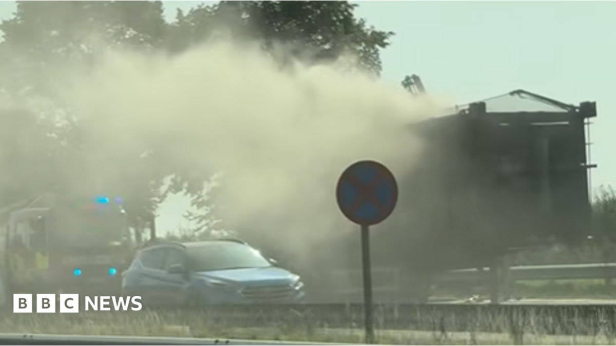A64 near York partially reopens after lorry fire - BBC News