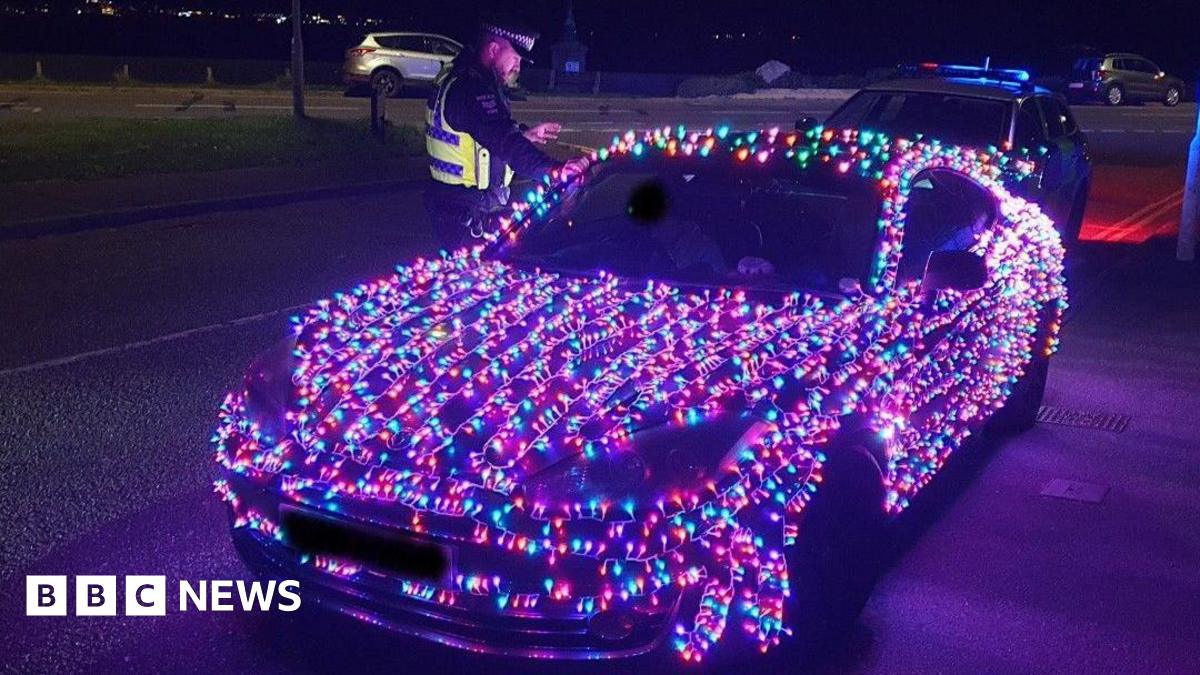 Car decked out in Christmas lights in Poole prompts police warning ...