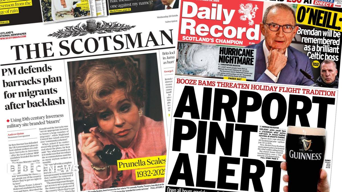 Scotland's papers: Migrant barracks plan and airport 'booze bams' - BBC ...