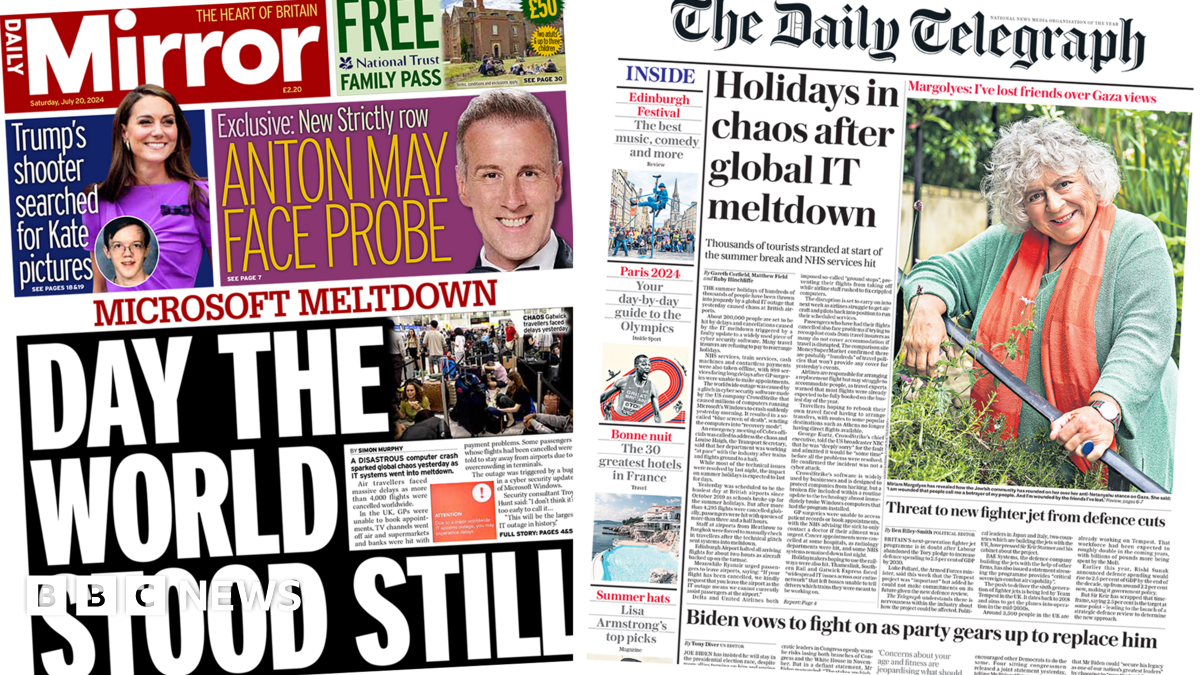 Newspaper headlines: 'Day the world stood still' and 'holidays in chaos ...