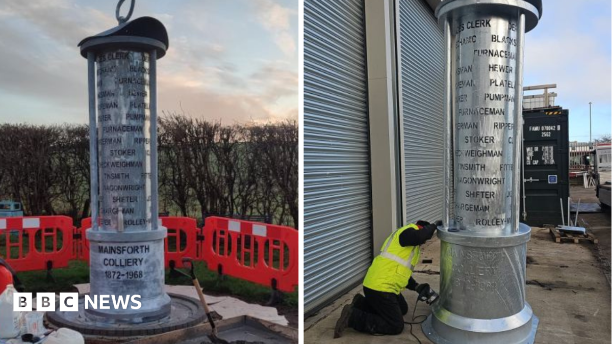 Ferryhill mining lamp sculpture unveiled to celebrate past - BBC News