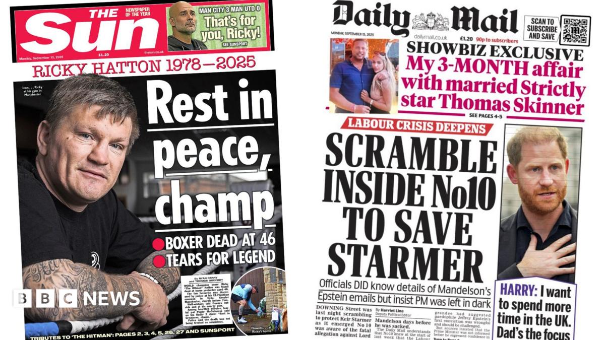 Newspaper headlines: 'Rest in peace, champ' and 'scramble inside No 10 ...
