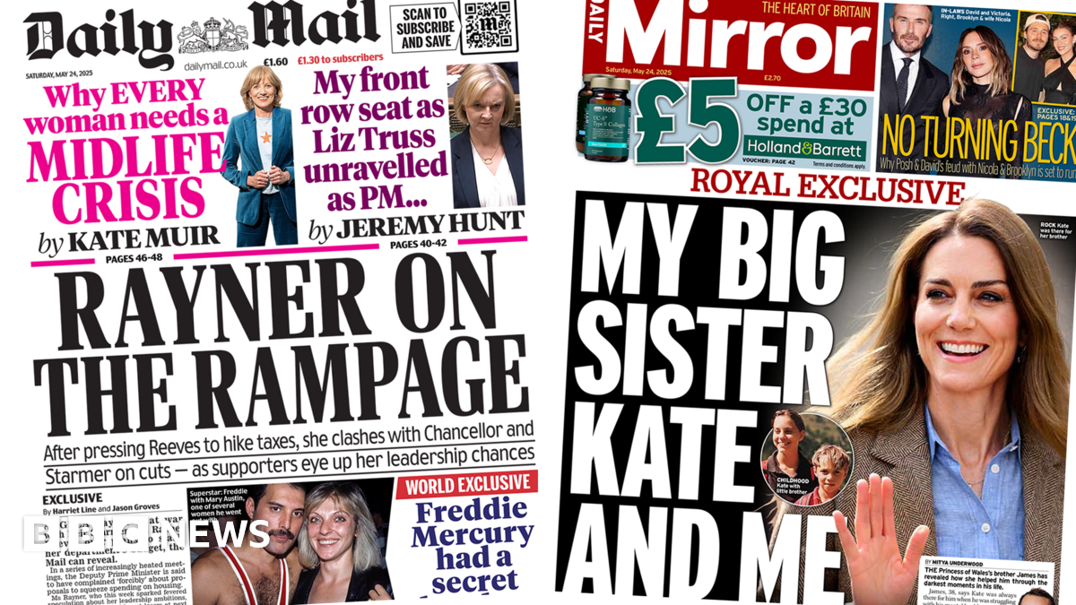 Newspaper headlines: 'Rayner on the Rampage' and 'My big sister Kate' - BBC News