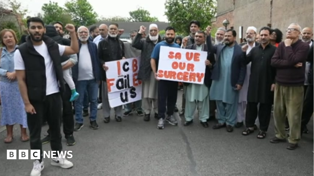 Protest after Burton GP surgery relocated to two sites - BBC News