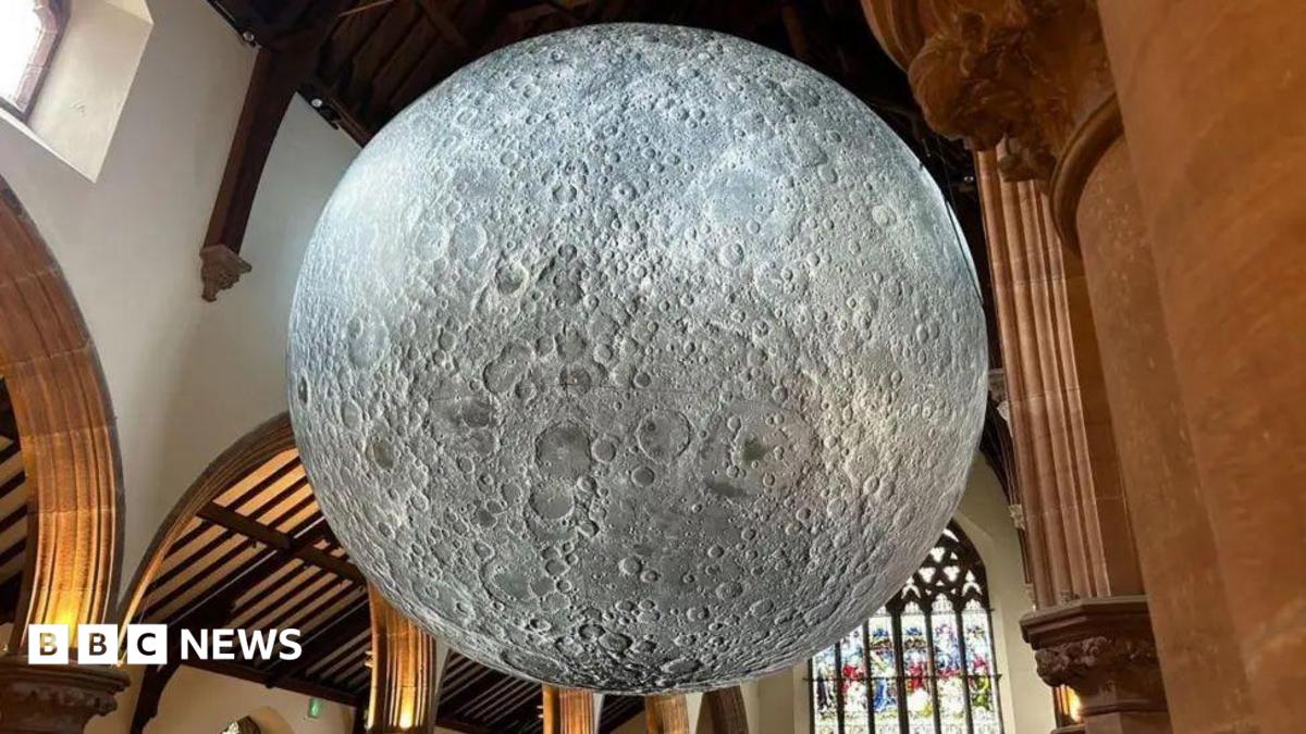 Last chance to see giant sculpture of the moon at Manx Cathedral - BBC News