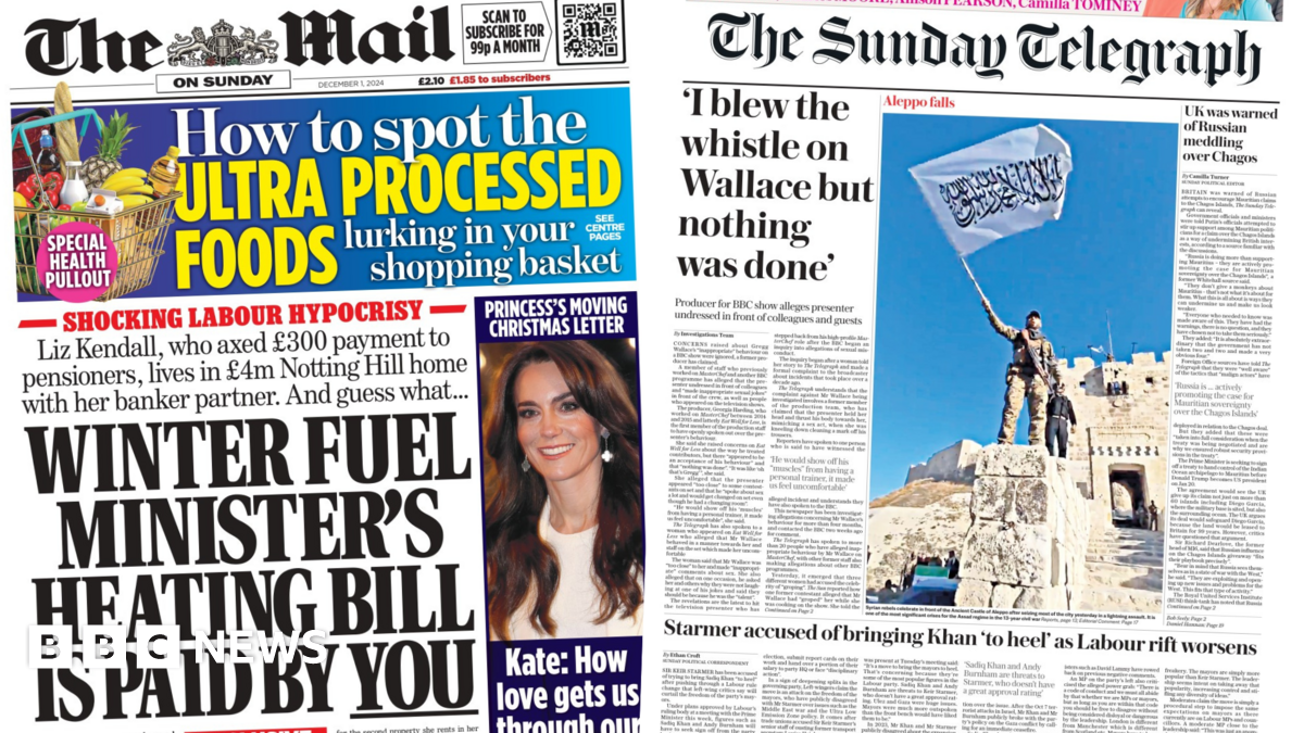 Newspaper headlines: 'Shocking Labour hypocrisy' and Wallace ...