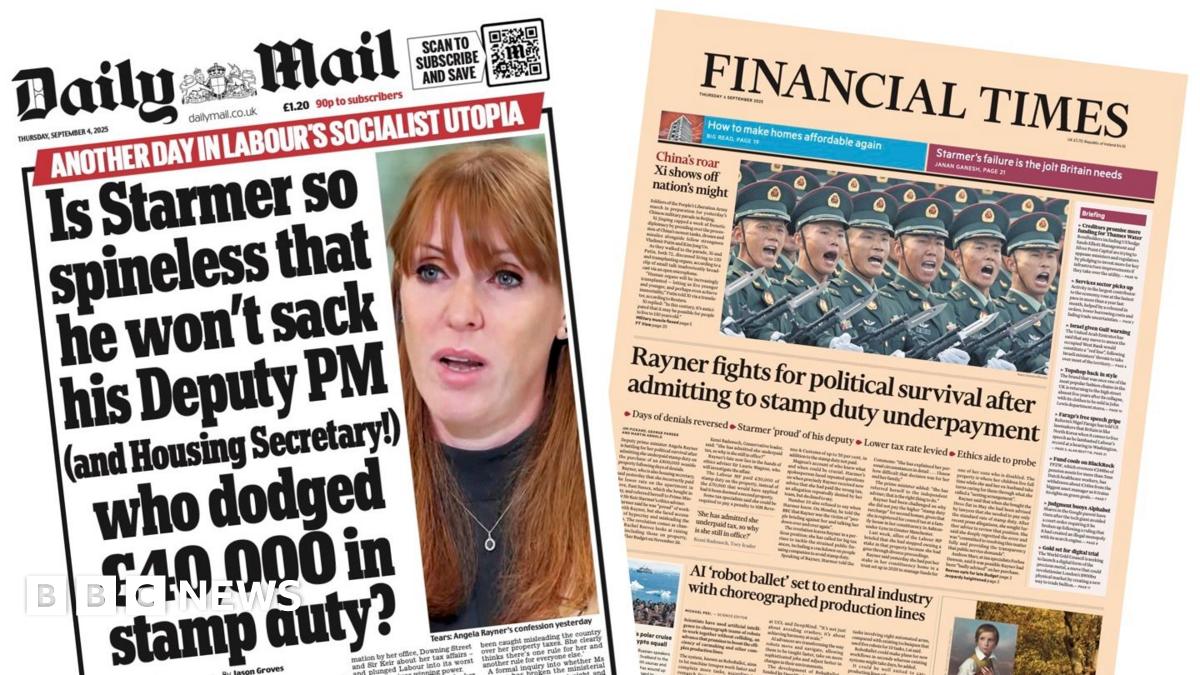 Newspaper headlines: Rayner 'clings on' as she 'fights for political ...