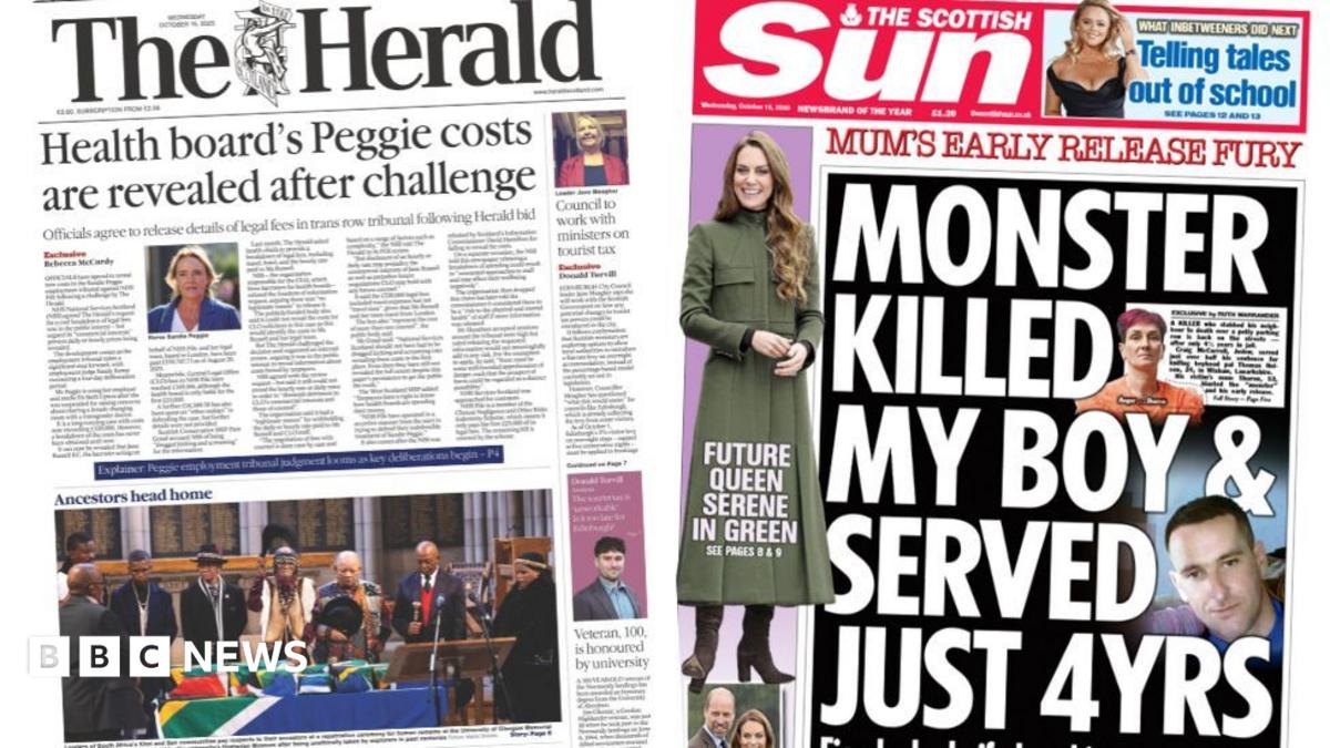 Scotland's papers: NHS tribunal costs and 'fury' as killer freed - BBC News