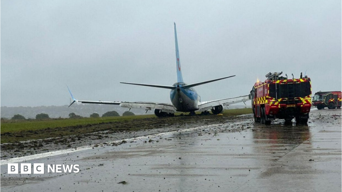 Plane left Leeds Bradford runway due to failed bearing - BBC News