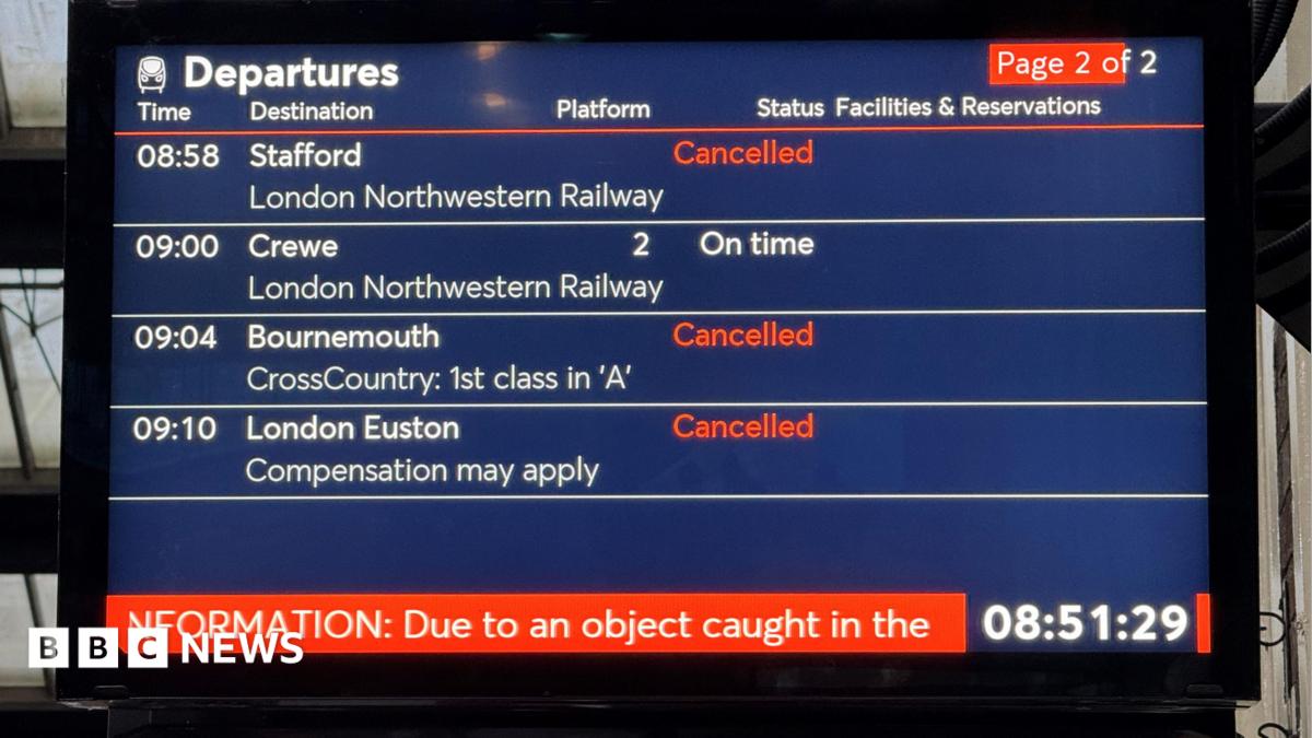 Trains cancelled as overhead cables damaged - BBC News
