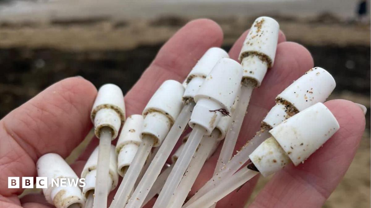 Thousands of plastic tubes wash up on beaches in Cornwall - BBC News
