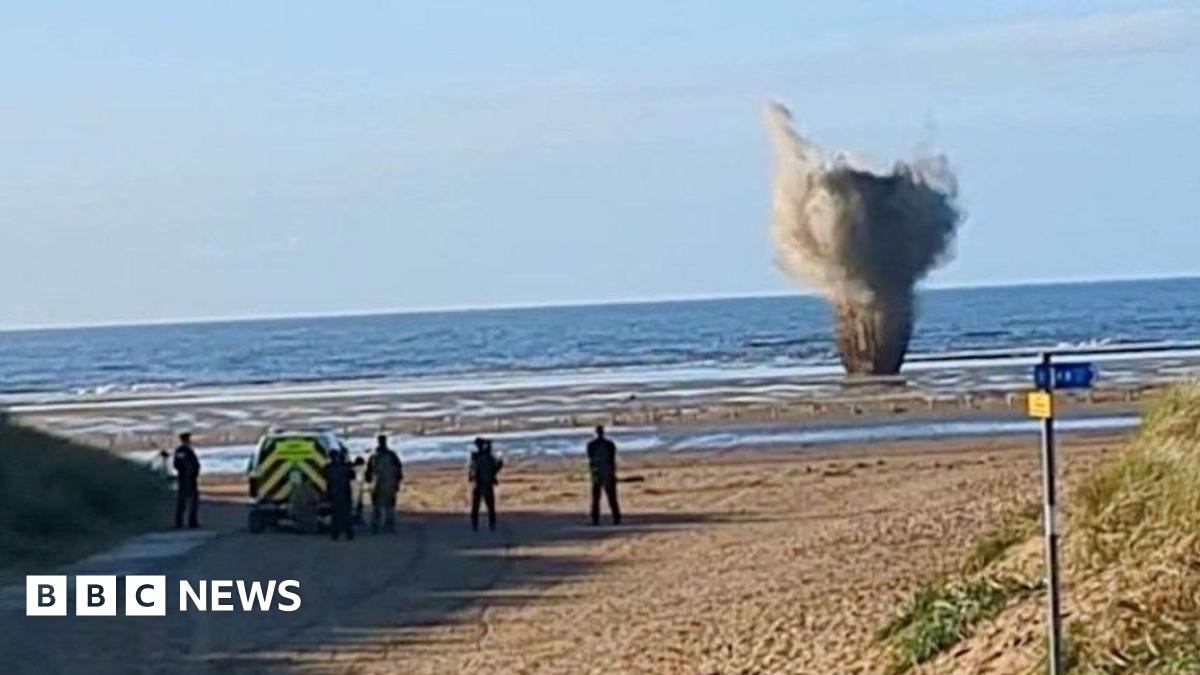 Unexploded WW2 bomb detonated on Merseyside beach - BBC News