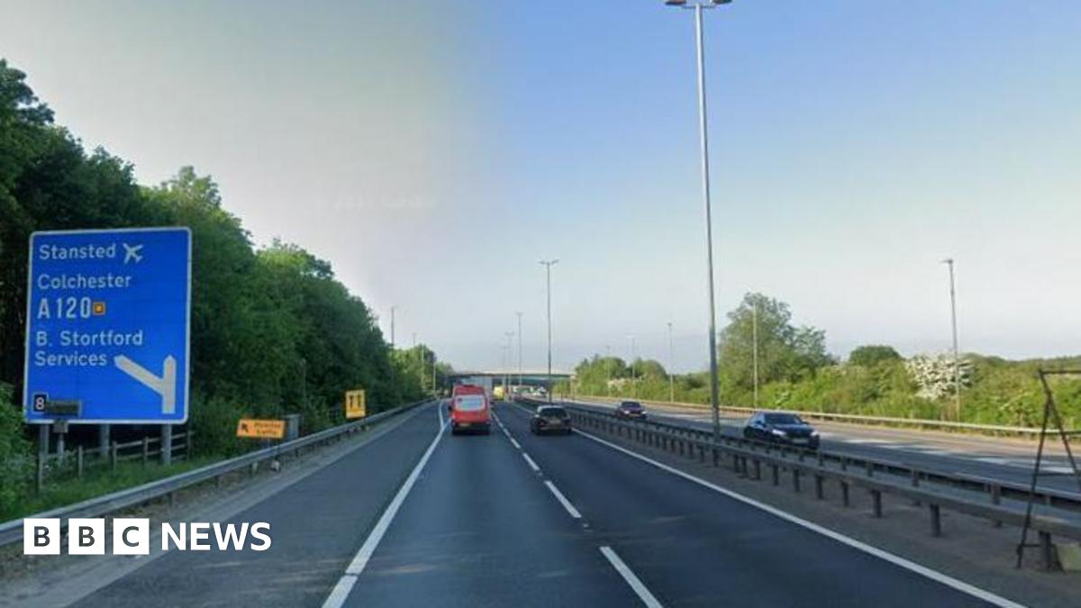 Pedestrian seriously injured after crash on M11 in Essex - BBC News