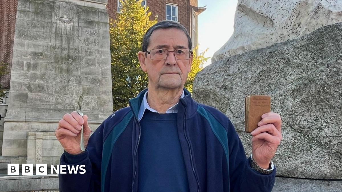 Son amazed as WW2 soldier's fork found 84 years after last meal - BBC News