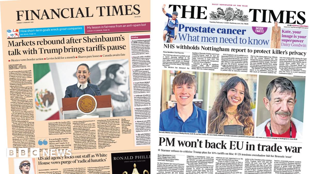 Newspaper headlines: 'Markets rebound' and 'crawling back to EU' - BBC News