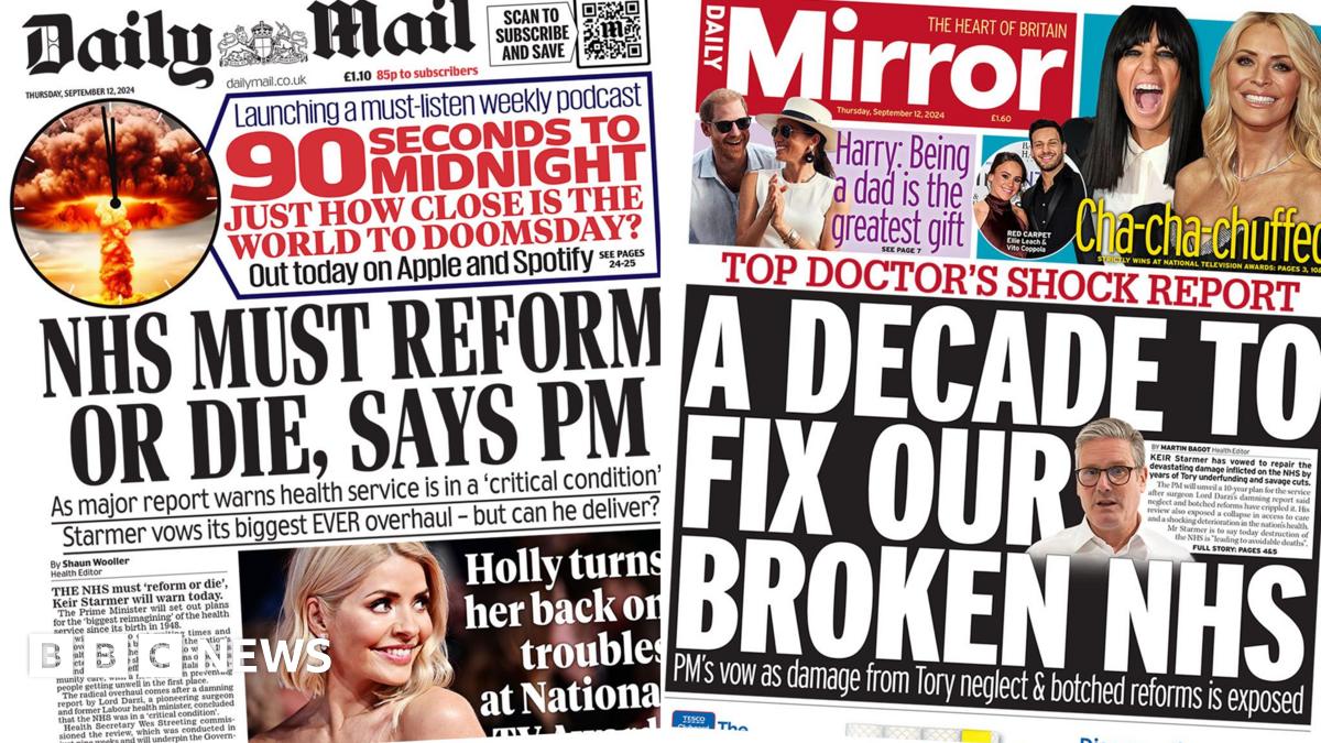 Newspaper headlines: 'Biggest NHS reform ever' after 'damning' report - BBC News