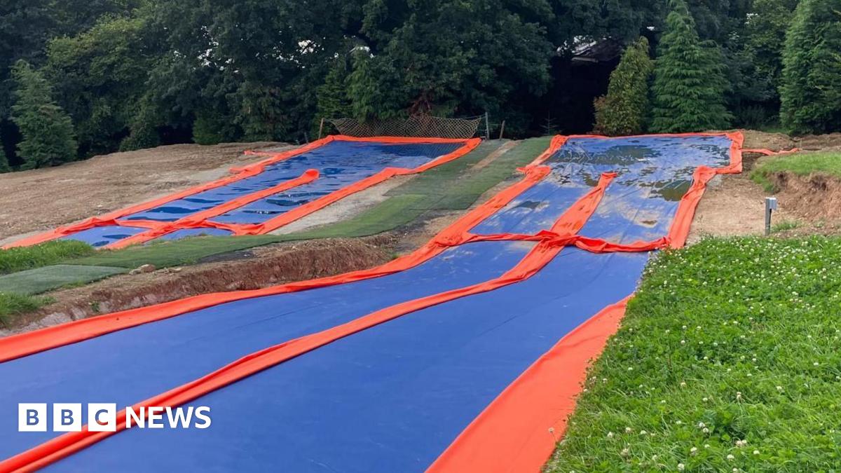 Cornwall holiday park's slip and slide slashed with sharp object - BBC News