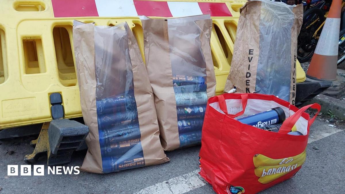 Warning as 55 laughing gas canisters found in Carlisle - BBC News