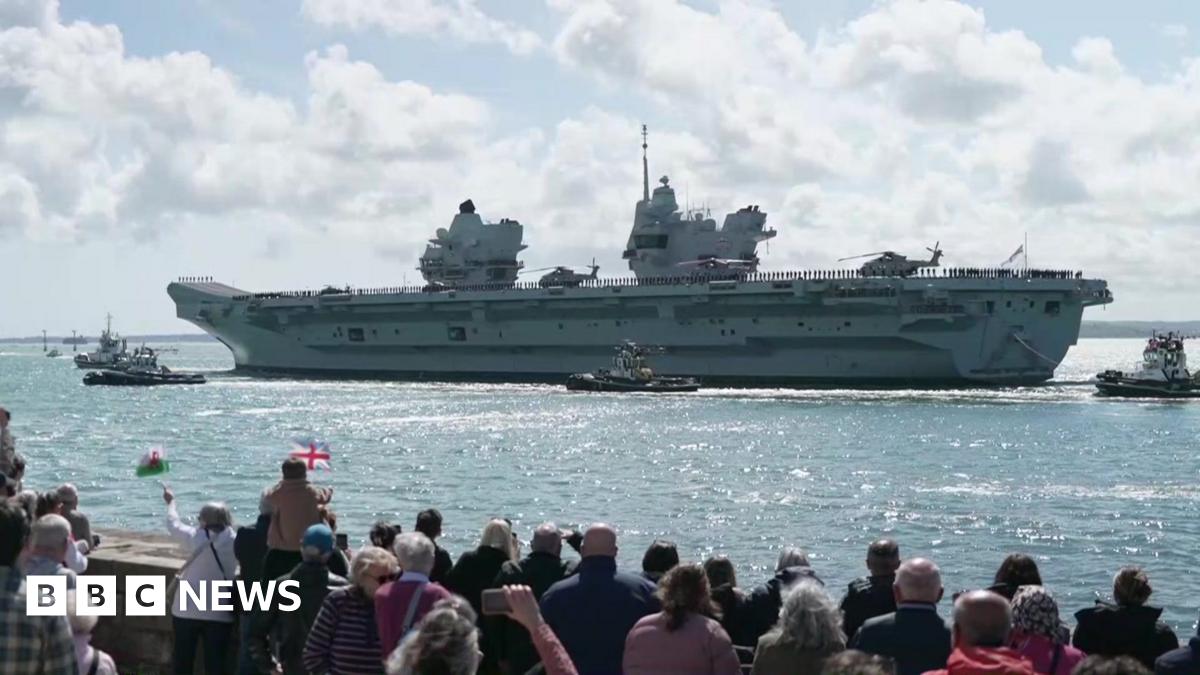 HMS Prince of Wales departs from Portsmouth on major deployment - BBC News