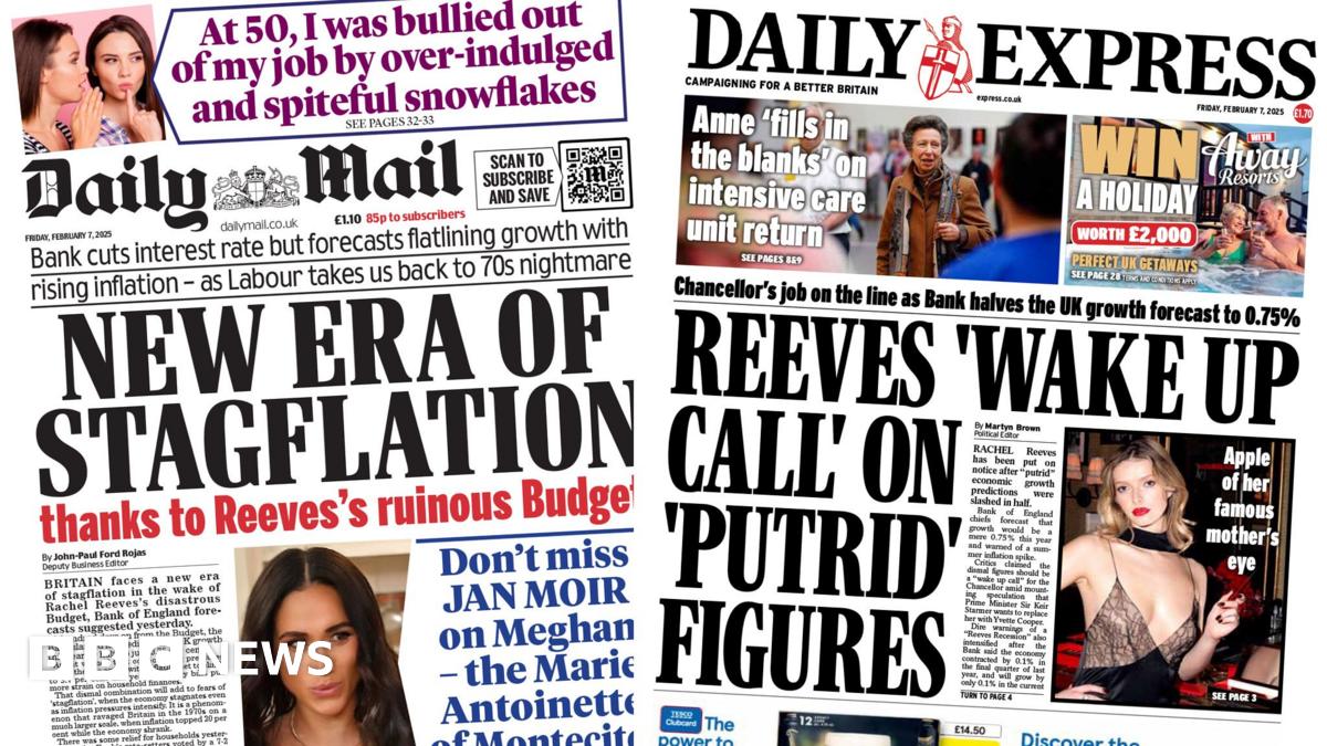 Newspaper headlines: 'New era of stagflation' and 'putrid' figures for ...