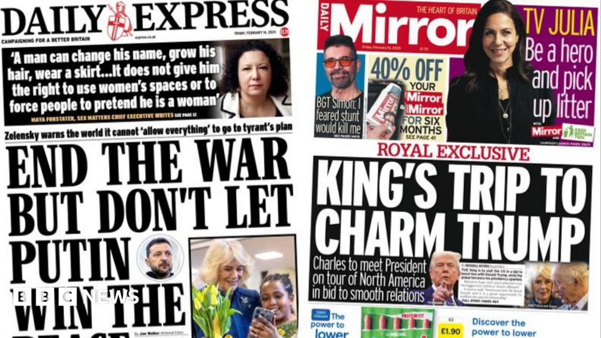 Newspaper headlines: 'Don't let Putin win' and 'King's trip to charm ...