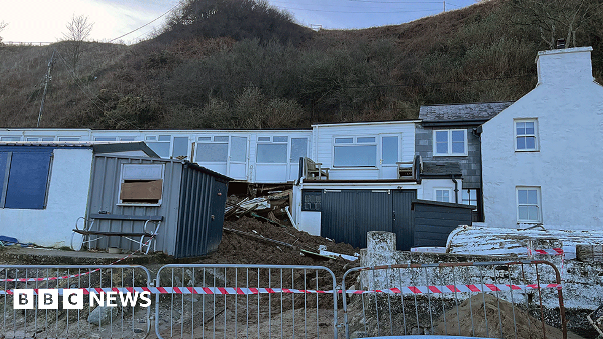 Nefyn landslip hits properties and closes coastal clifftop path - BBC News