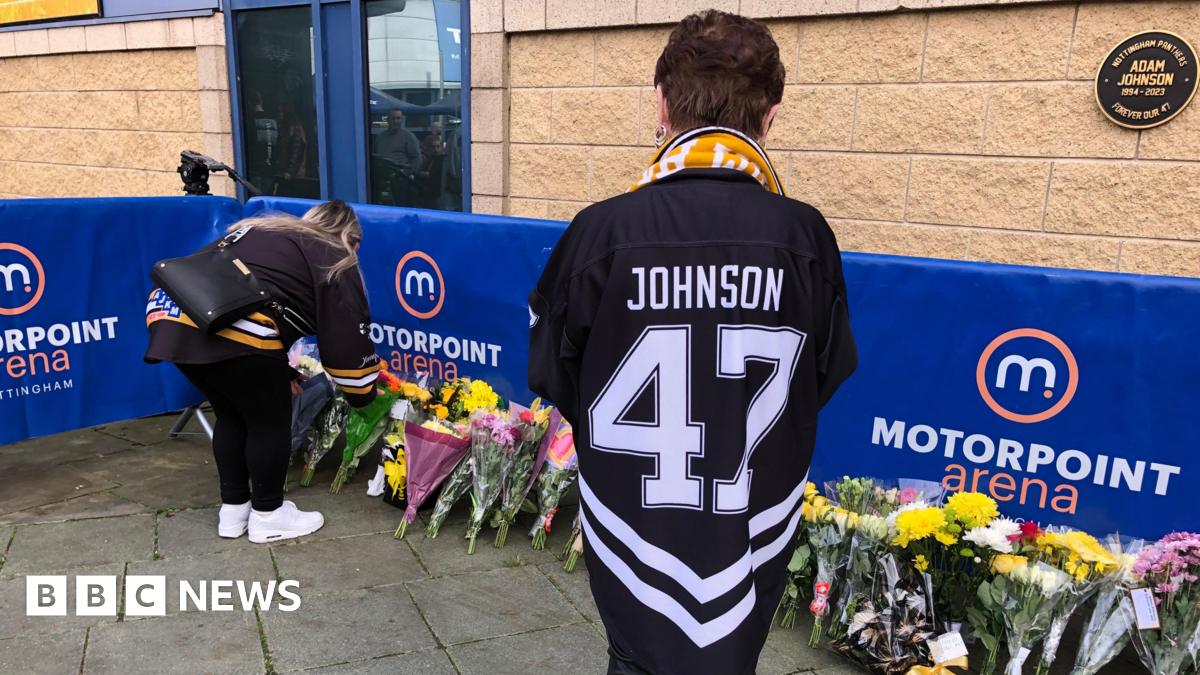 Fans pay tribute to ice hockey player Adam Johnson one year on - BBC News