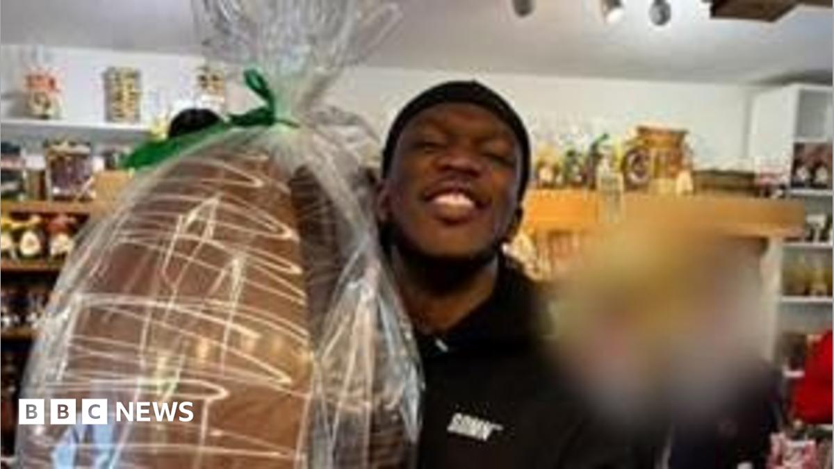 Youtuber KSI buys giant chocolate egg during Guernsey visit - BBC News