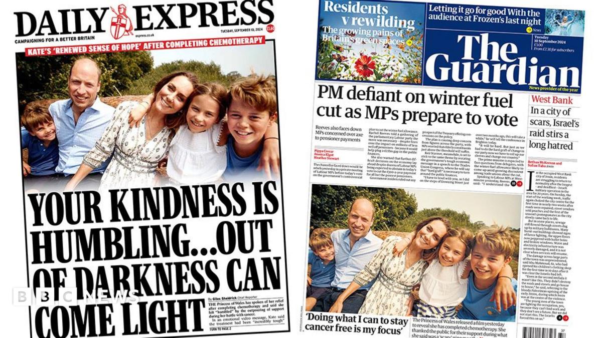 Newspaper headlines: Kate's cancer recovery and winter fuel 'rebel MPs ...
