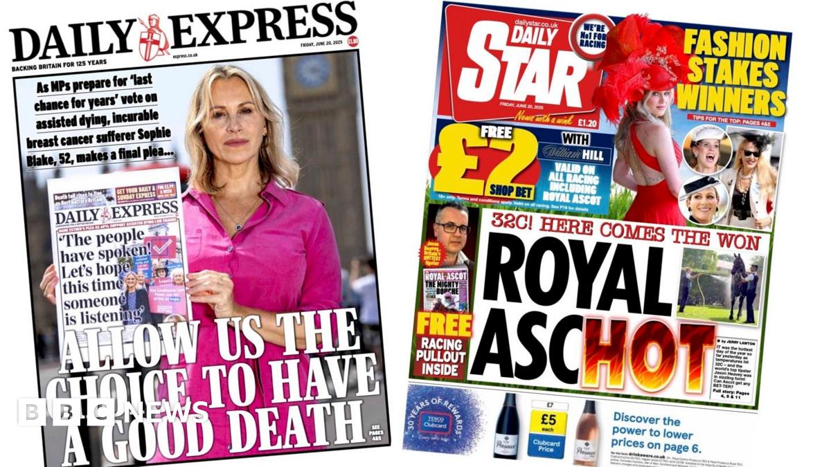 Newspaper headlines: 'A good death' and 'Royal AscHot' - BBC News