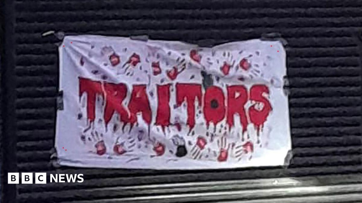 Remembrance Sunday: 'Traitors' banner put up at Michelle O'Neill's ...