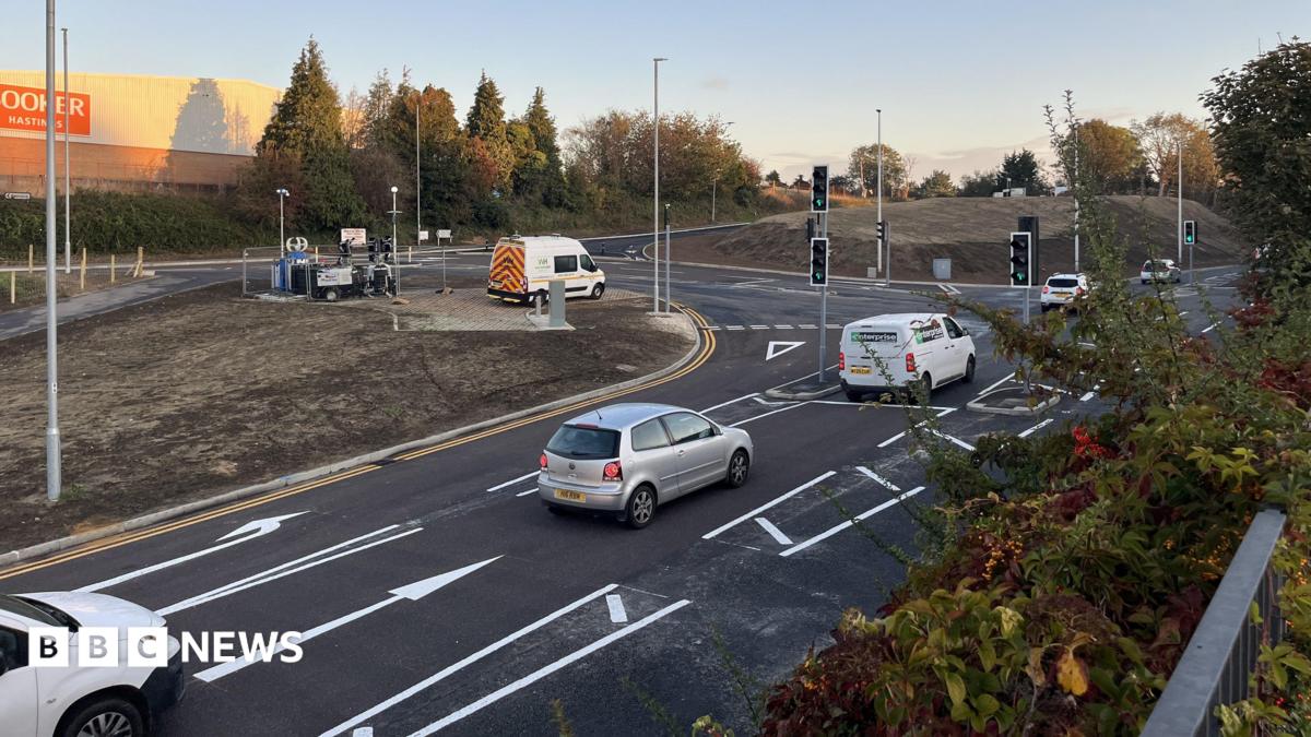 Delayed Queensway Gateway Road opens after nine-year wait - BBC News