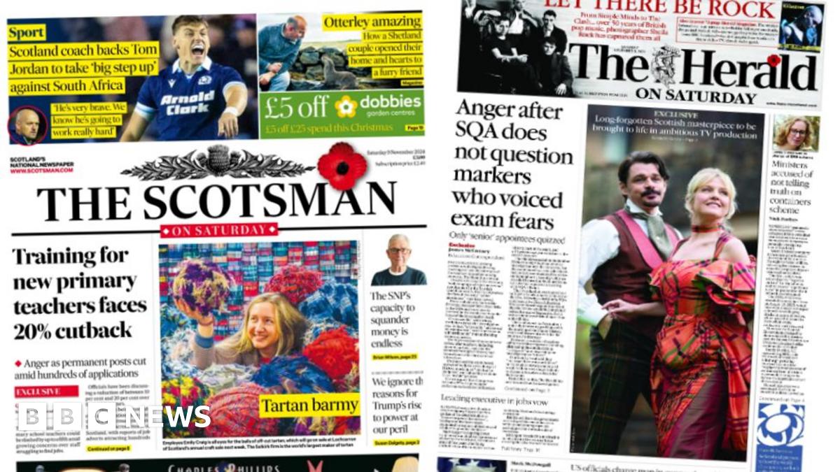 Scotland's papers: Teacher training cut and exam anger - BBC News