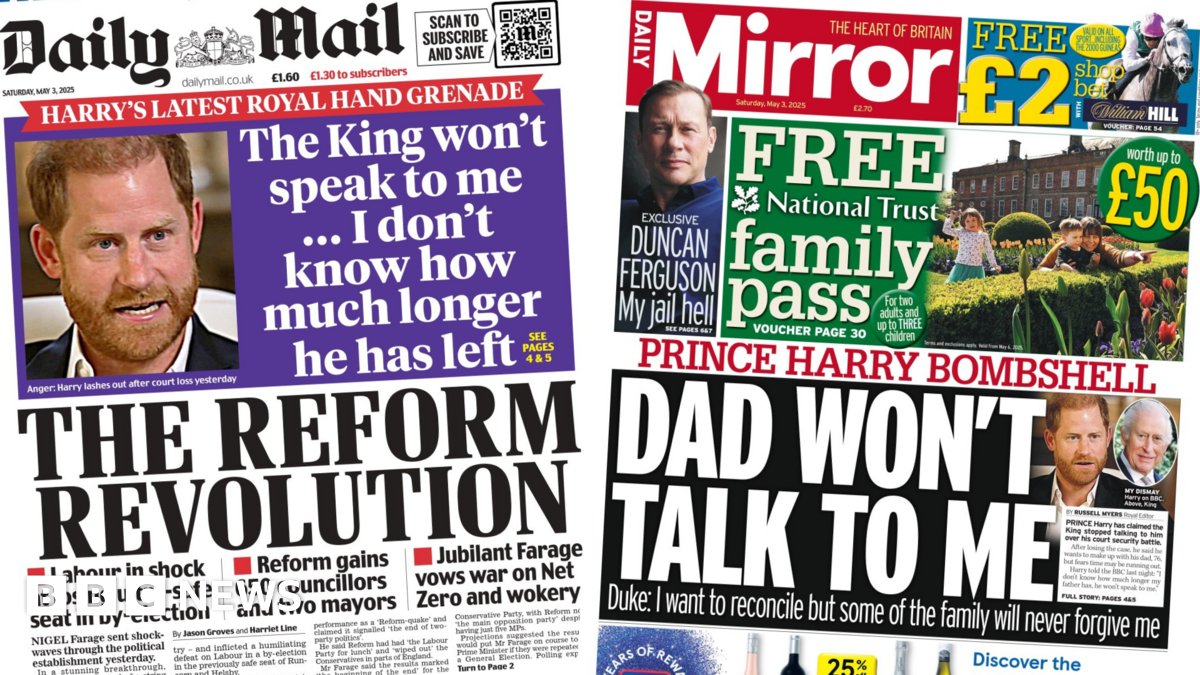 Newspaper headlines: 'Reform revolution' and 'Prince Harry bombshell ...